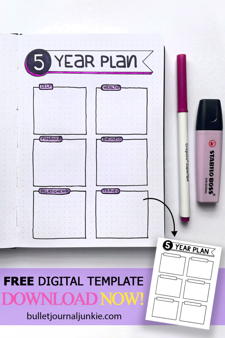 5-Year Plan Bullet Journal Layout Printable - Bullet Journal Junkie