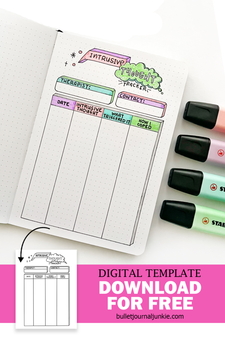 Intrusive Thought Tracker Template | Free Bullet Journal Layout ...