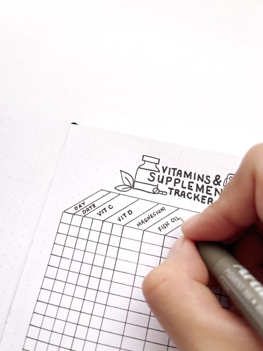 Vitamin + Supplement Tracker Template | Free Bullet Journal Layout ...